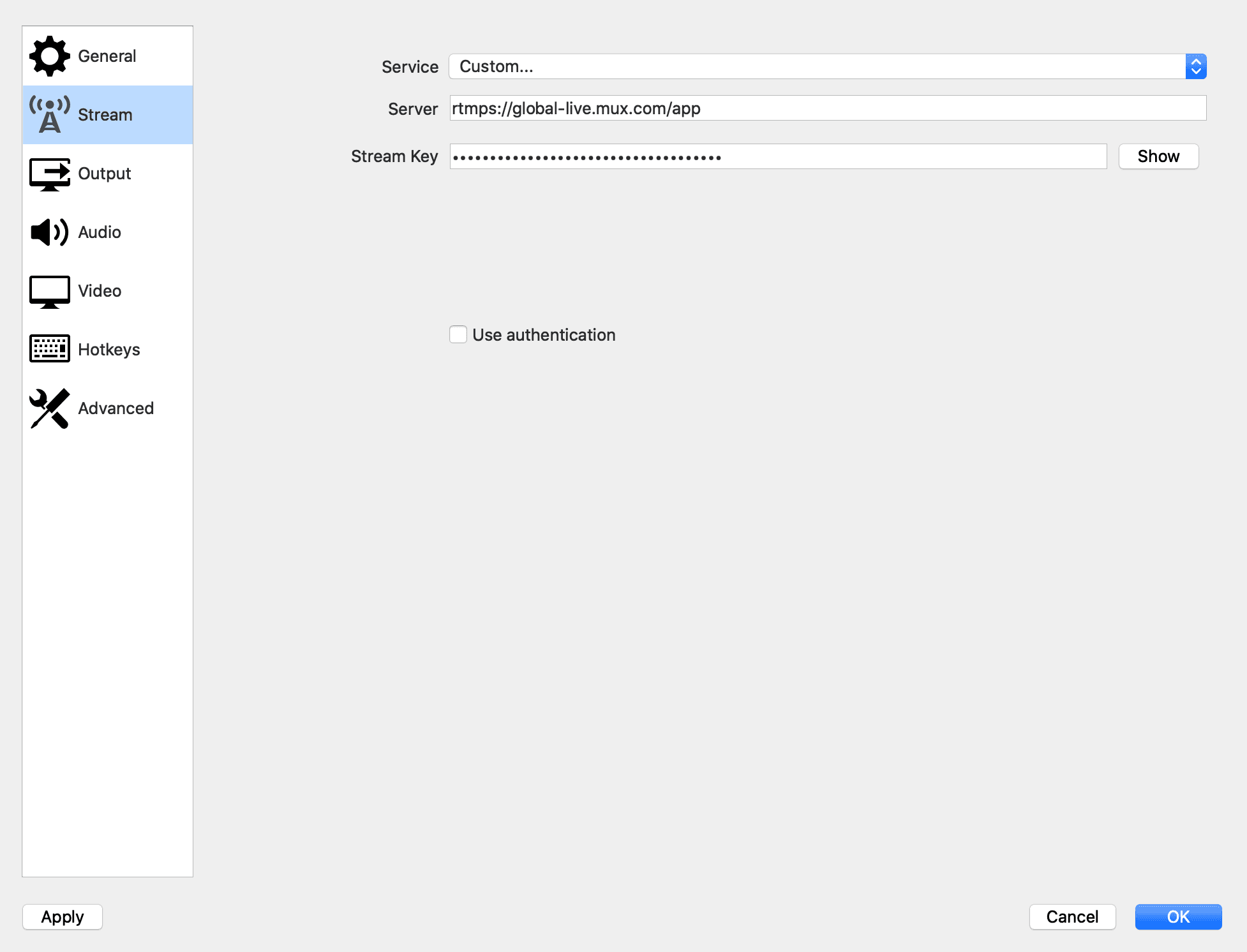 Start live streaming | Mux